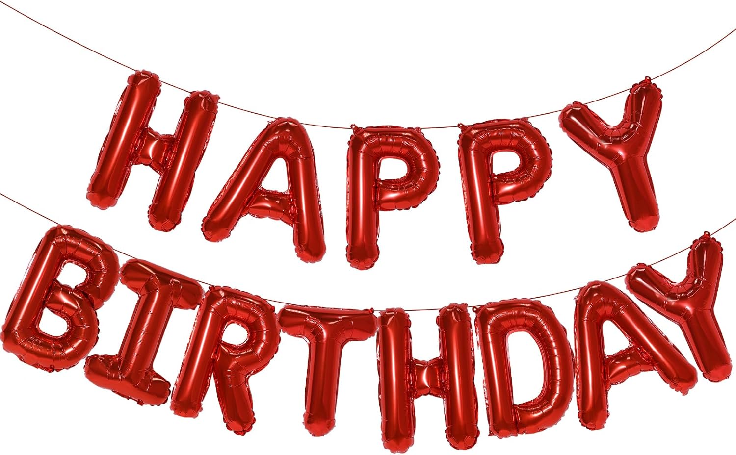 Amazon.com: Red Happy Birthday Balloon Banner, 16 Inch Foil Mylar Happy ...