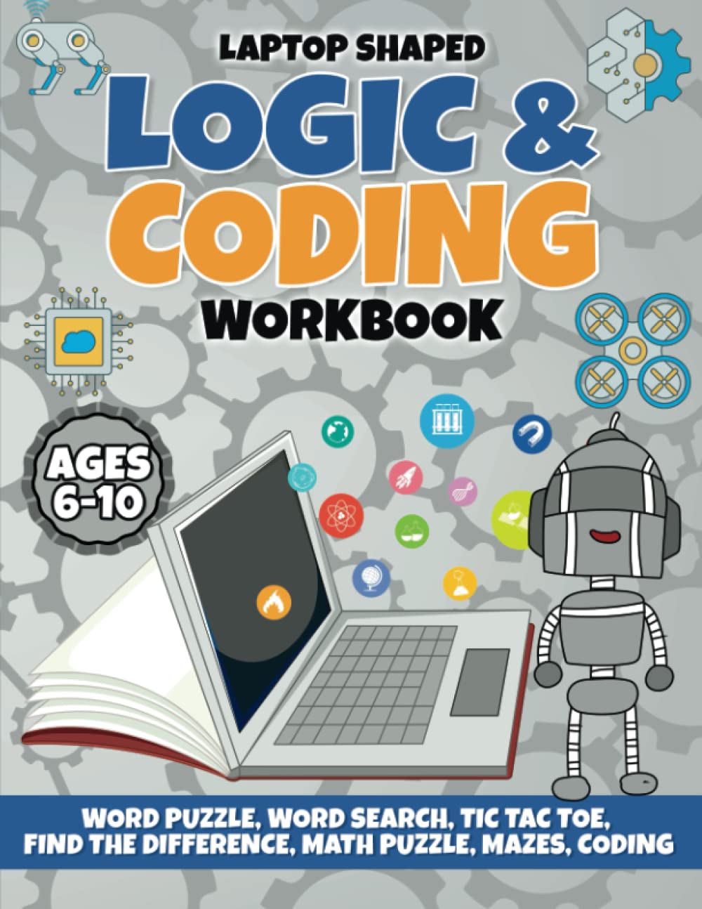 Amazon | Laptop Shaped Logic & Coding Workbook: STEM for Kids Ages 6-10, Coding Unplugged, Word ...
