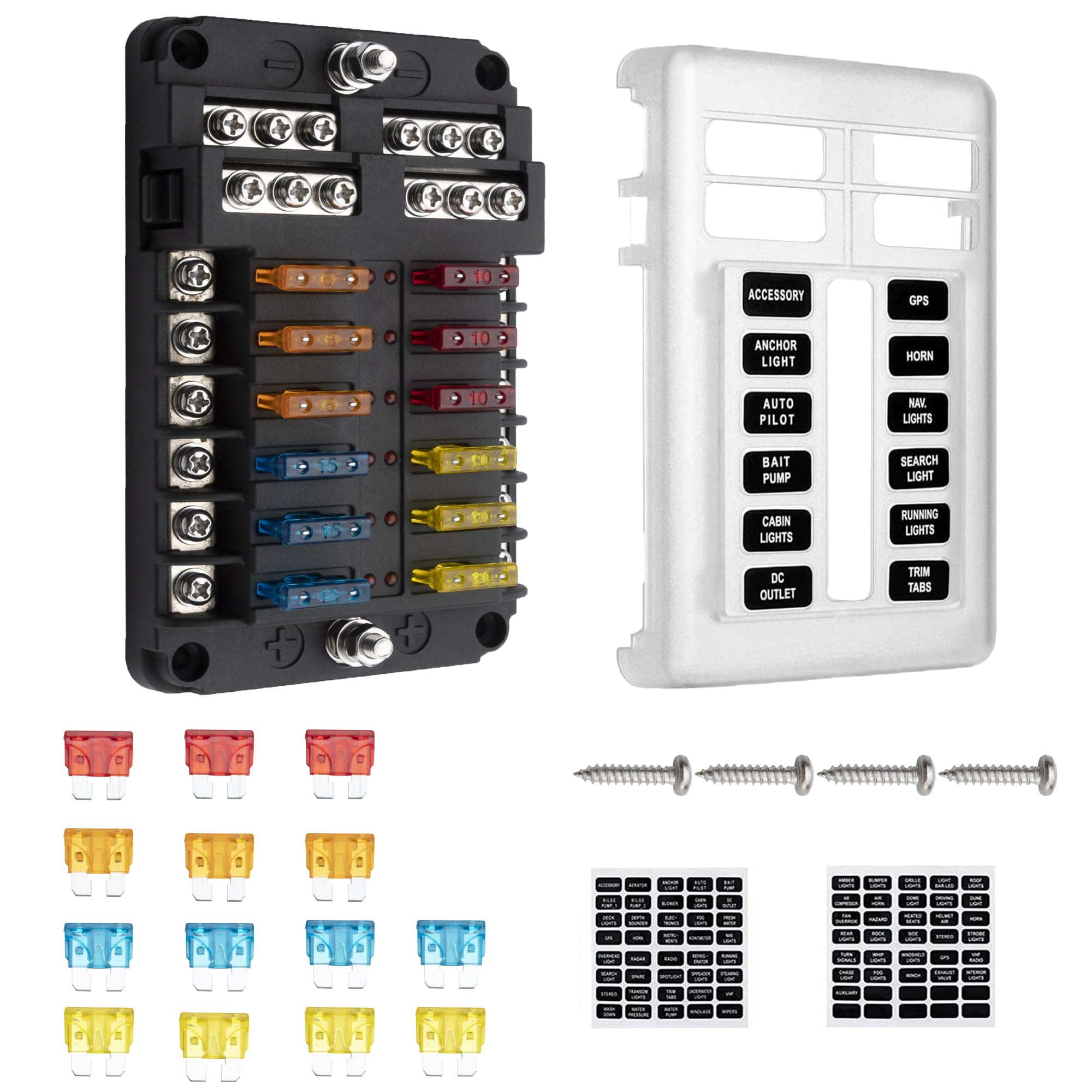 12V Blade Fuse Box ZEALfix 12 Way Blade Fuse Block Holder with Light ...