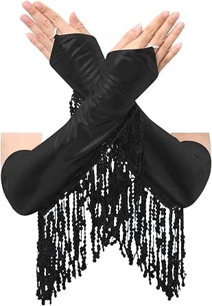 Amazon.com: inhzoy Adults Fingerless Long Gloves Latin Jazz Dance ...