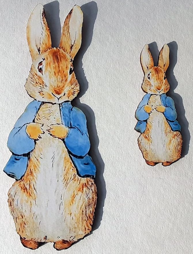 Amazon.com: 2 Peter Rabbit Wood Cut Outs- 3inch and 8 inch- Solid Birch ...