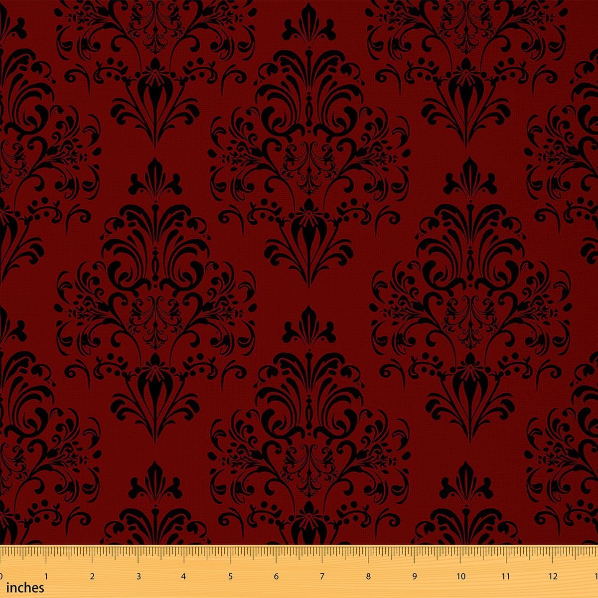 Amazon.com: jejeloiu Vintage Damask Floral Fabric by The Yard Gothic ...