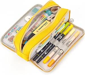 CICIMELON Large Capacity Pencil Case 3 Compartment Pouch Pen Bag for ...