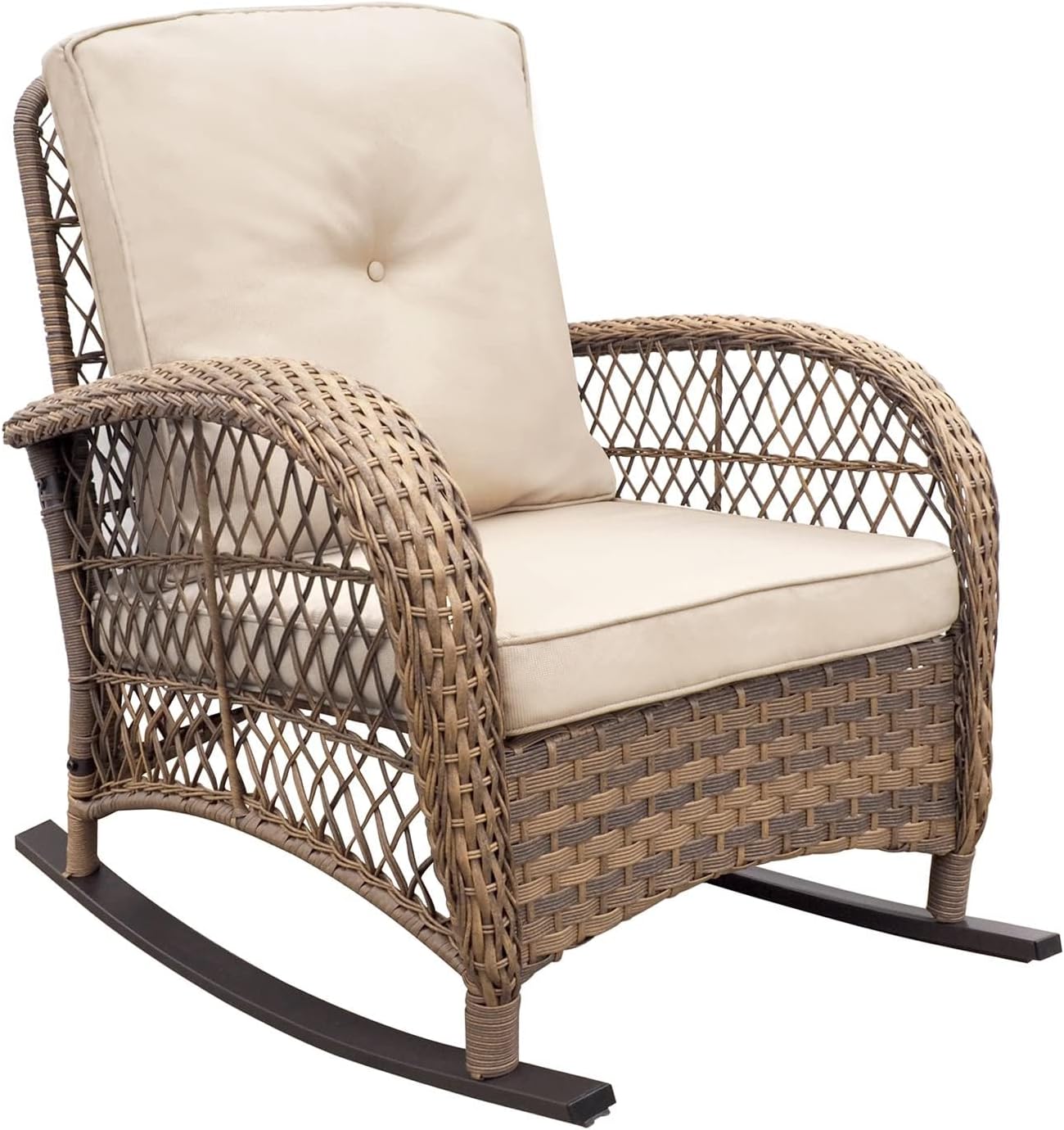 ATR ART TO REAL Garden Rocking Chair,Outdoor Rattan Rocker Chair with ...