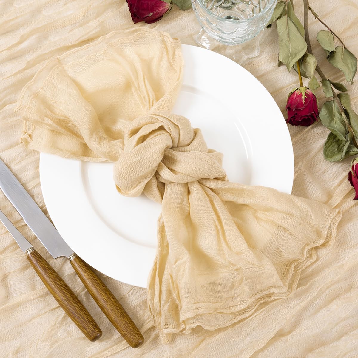 Snapklik.com : Cheesecloth Napkins Bulk 21x21 Set Of 10 Cotton Dinner ...