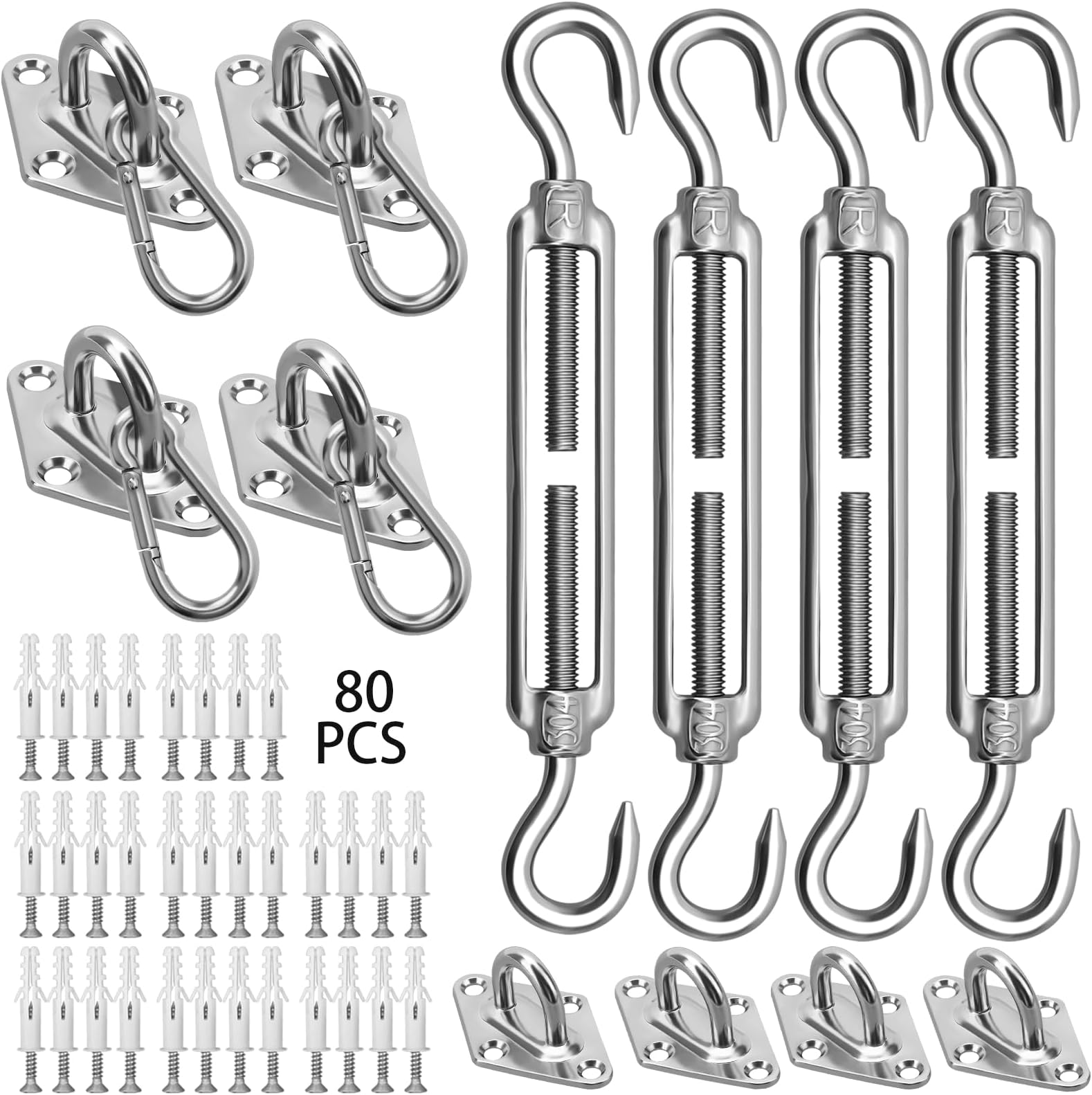 Amazon.com: Sun Shade Sail Hardware Kit - 304 Stainless Steel Sunshades ...