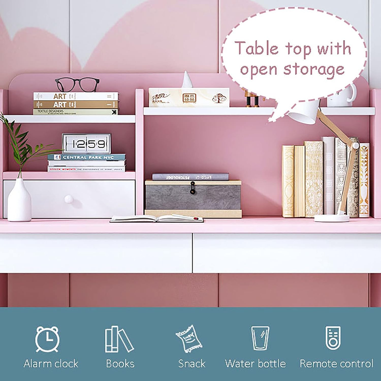 Buy Study Desk with Chair,Wooden School Study Table with Drawers and ...