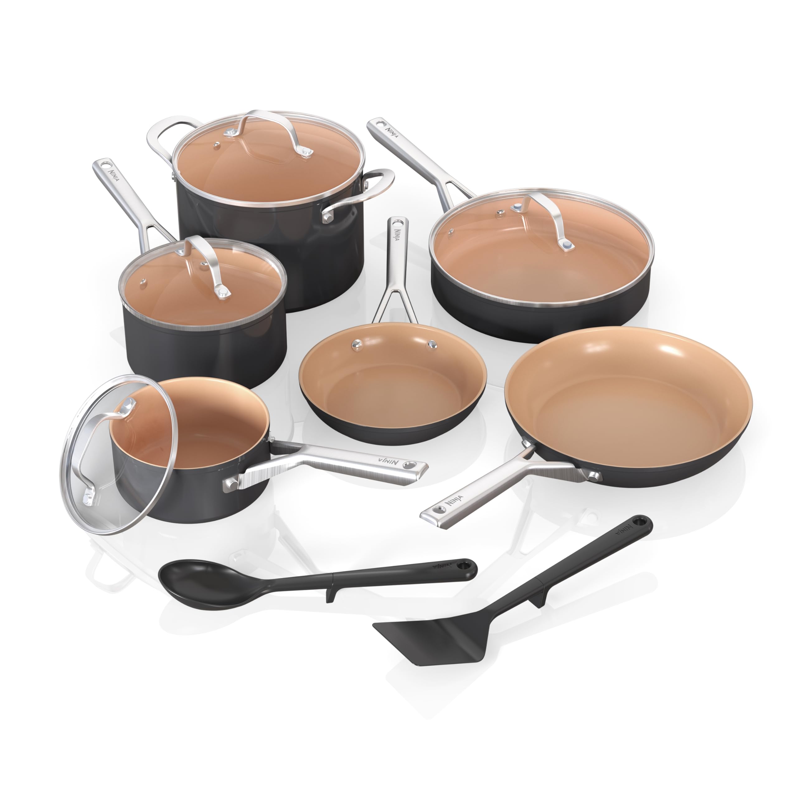 Ninja Extended Life Essential Ceramic 12-Piece Cookware Set, Oven Safe ...