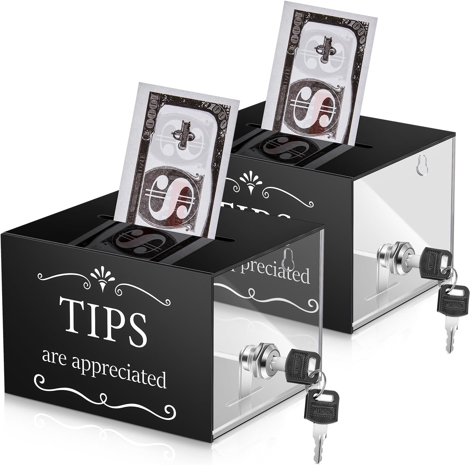 Amazon.com : Vesici Acrylic Tips Jar Donation Tip Bucket 6 x 4 x 5 Inch ...