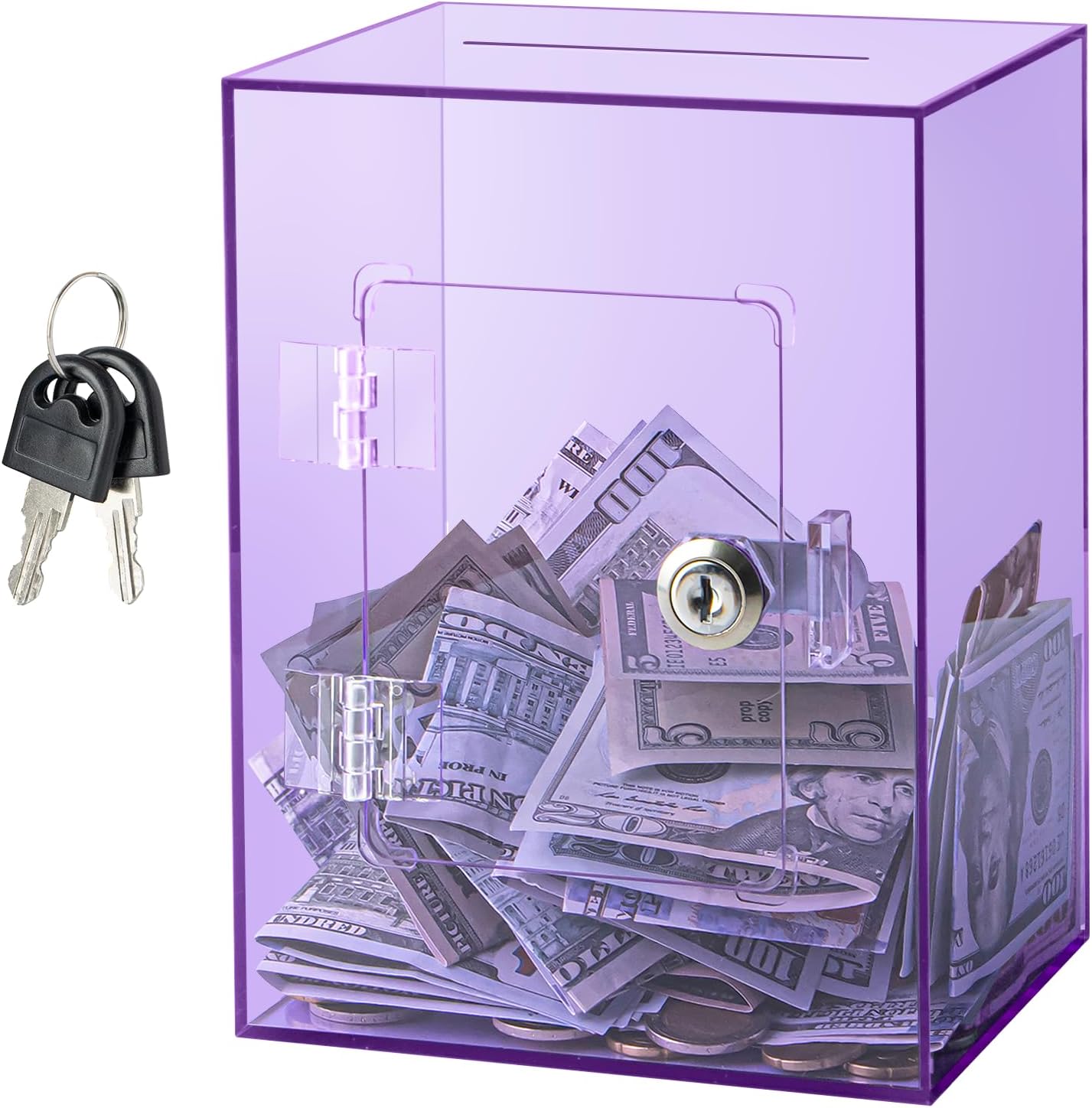 Amazon.com: Hicocool Clear Piggy Bank with Lock, Acrylic Piggy Bank for ...