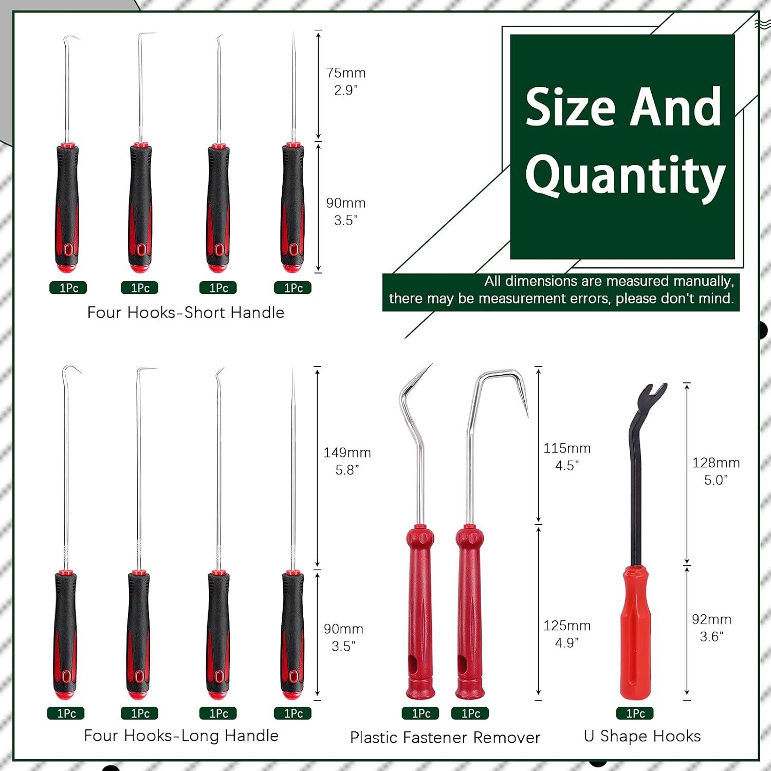 Keadic 11 Piece Heavy Duty Precision Hook Set Long & Mini Precision ...