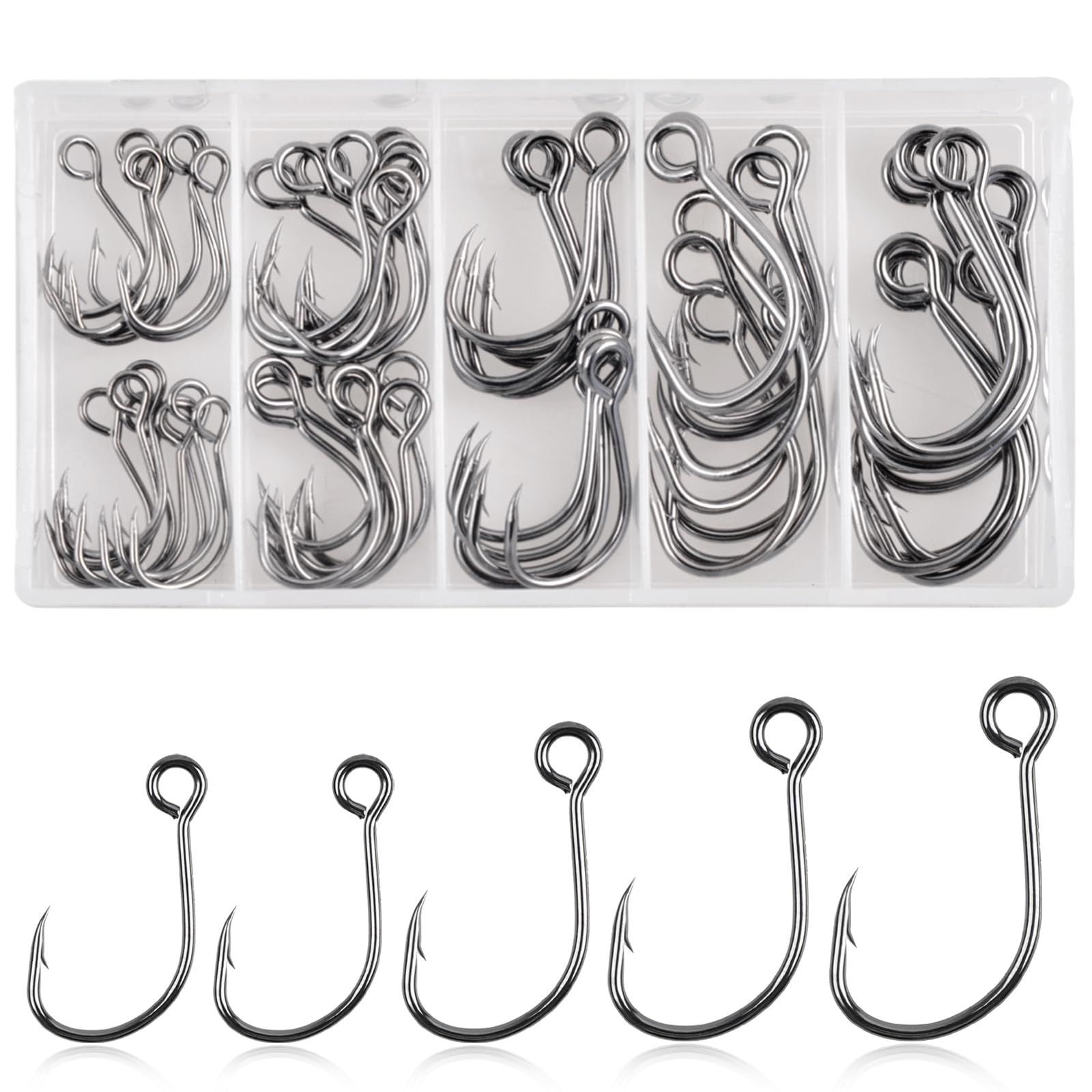 Amazon.com : Fishing Inline Single Hooks Kit, 60pcs Replacement Fishing ...