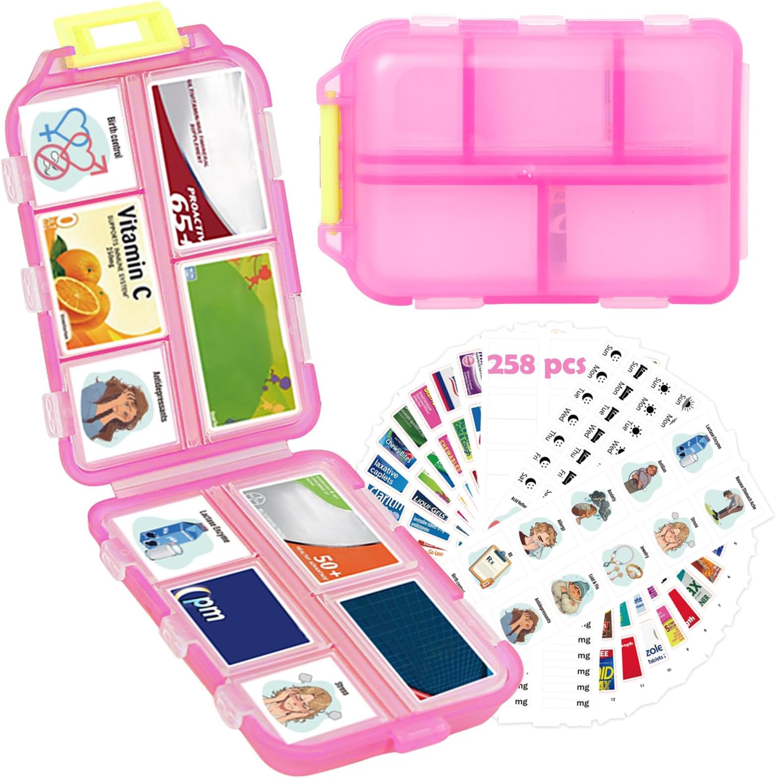 Amazon.com: Pill Organizer with Medicine Labels 161 Labels Travel Daily ...