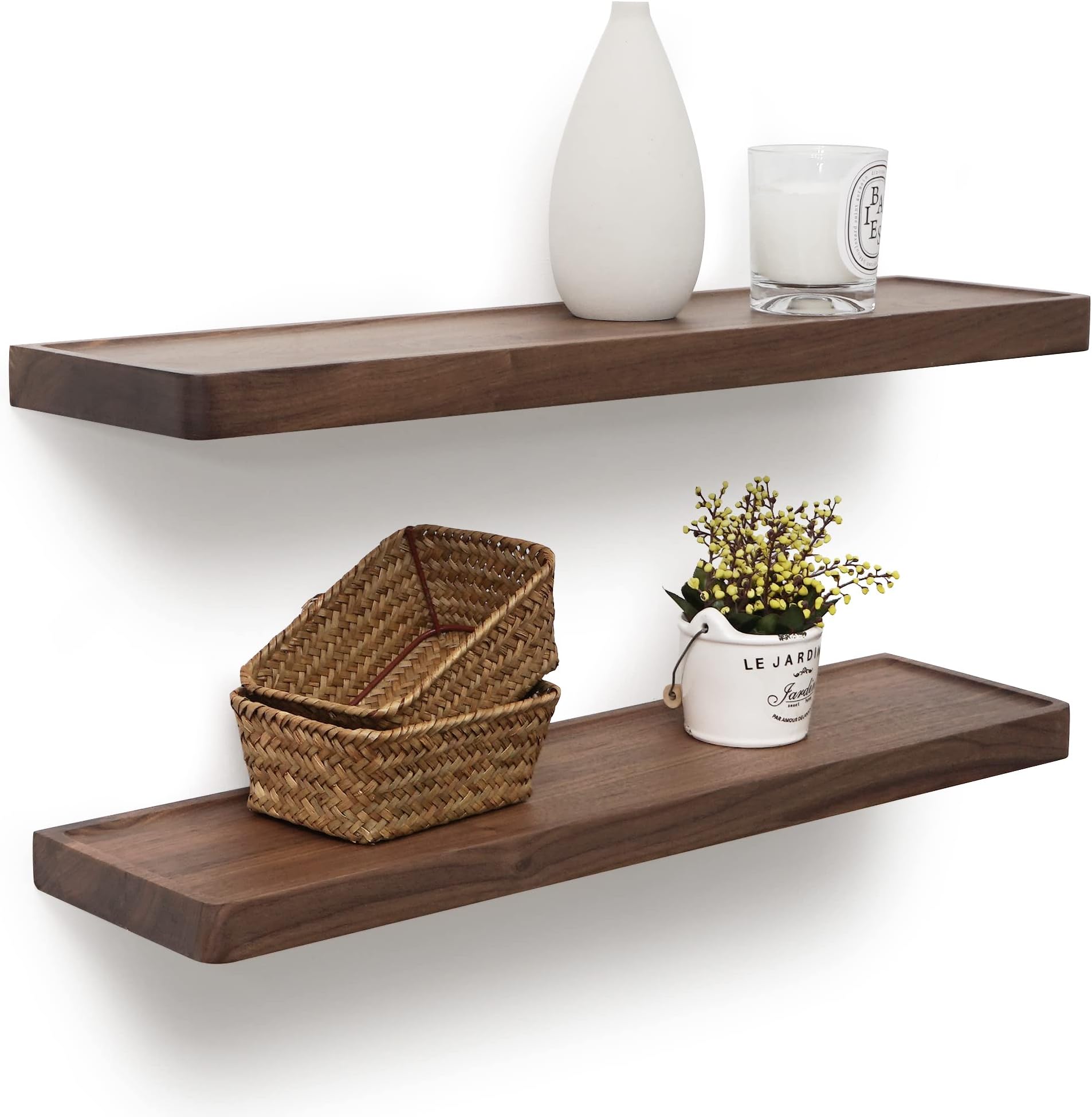 Amazon.com: Axeman Walnut Floating Shelves for Wall 24 Inch | 24W x 6D ...