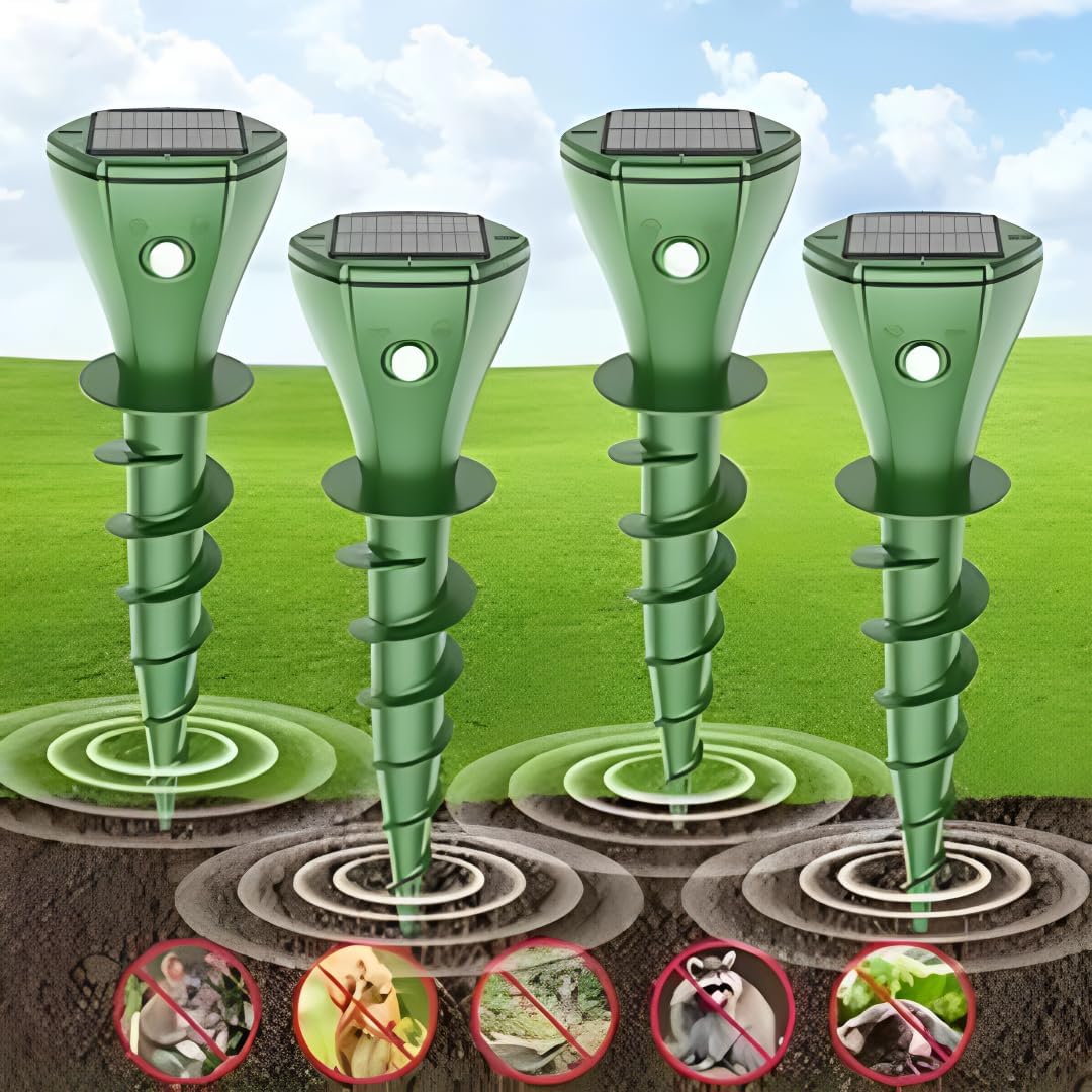 Amazon.com: 4 Pack Mole Repellent Stakes - Solar Powered Waterproof ...