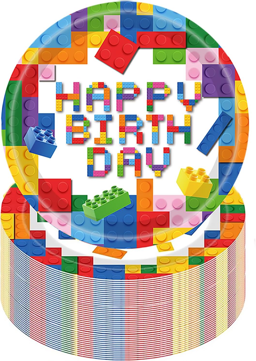 Amazon.com: HSPAIDYP 50Pcs Building Block Paper Plates Building Block ...