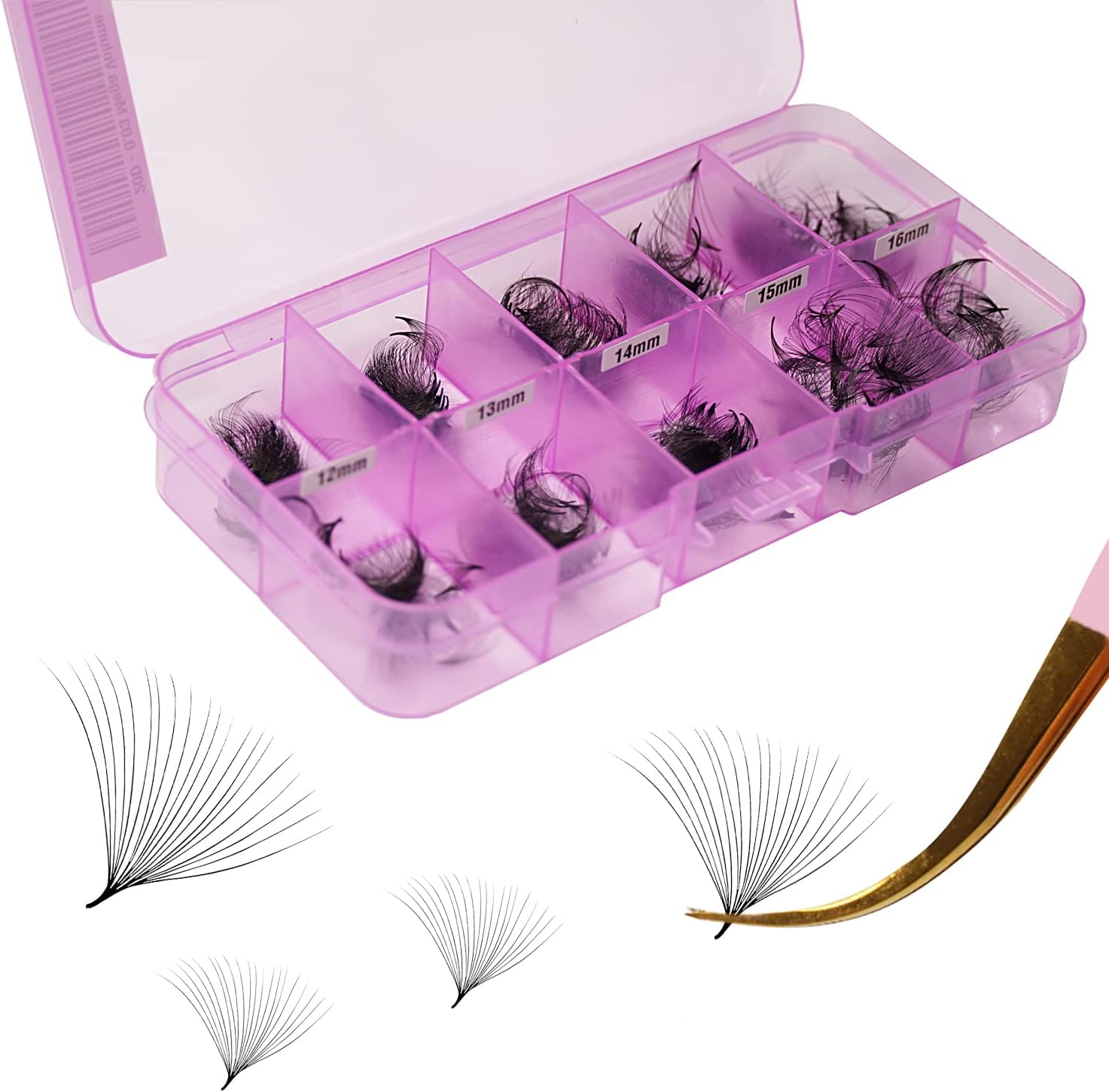 Amazon.com: THE LASH SUPPLY 500 Fans, 20D Mega Volume Promade Fan, C/D ...