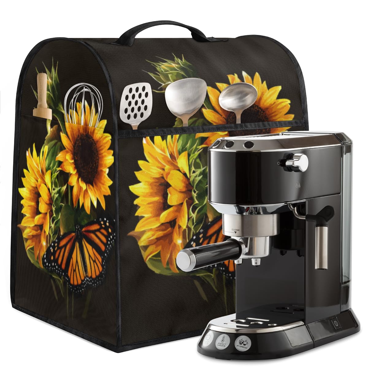 Amazon.com: Kitchen Aid Mixer Cover Butterfly Sunflower Black Stand ...