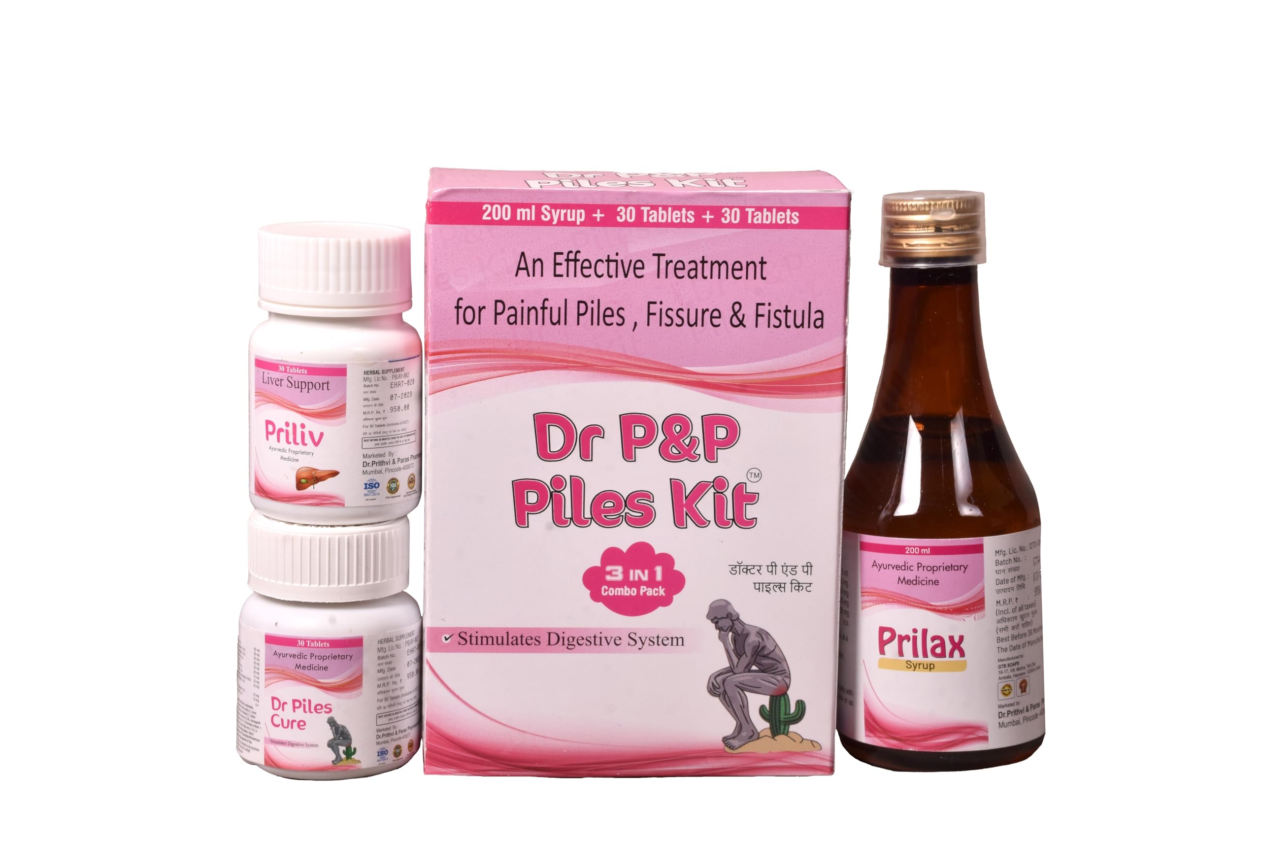 Buy Dr P&P Piles Kit 3 In 1 Combo Pack Stimulates Digestive System ...