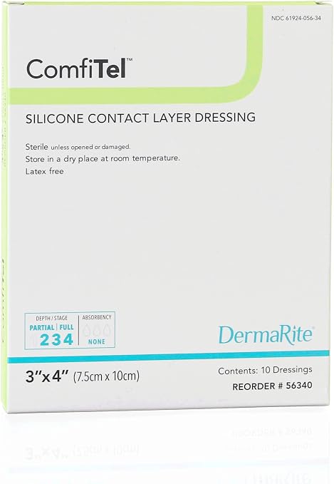 Amazon.com: DermaRite ComfiTel™ Silicone Contact Layer Dressing 3x4 ...