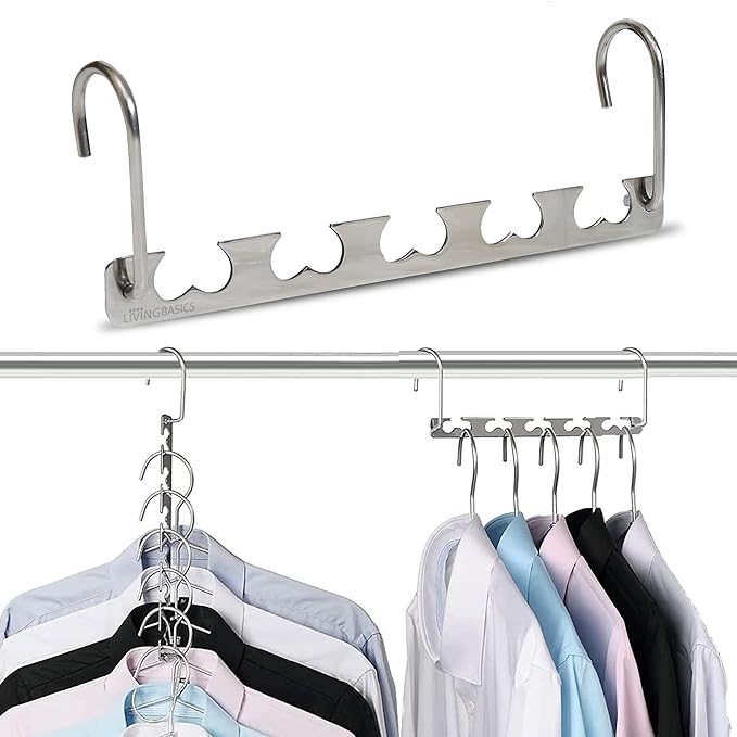 LivingBasics 5x2 Slot Stainless Steel Hangers for Clothes - Hangers for ...