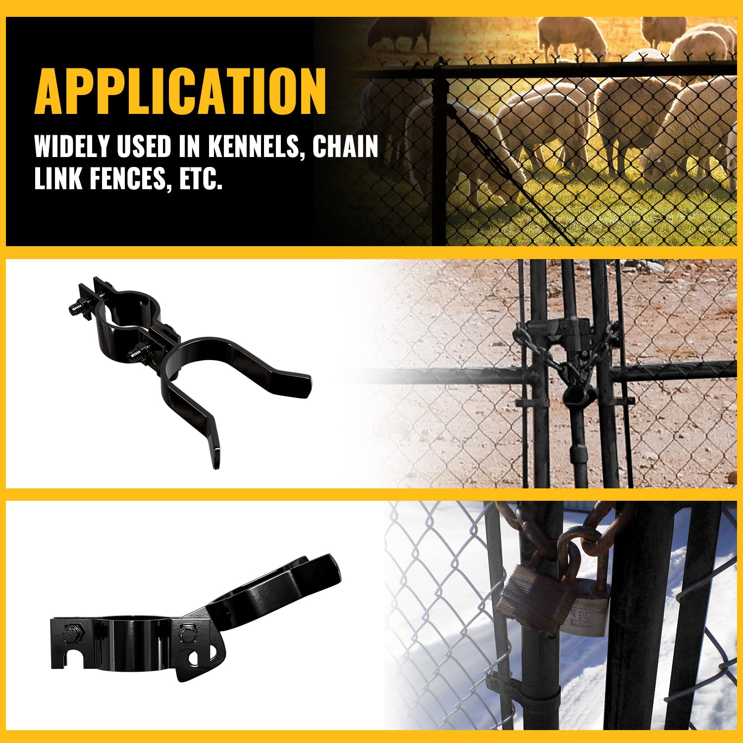 Snapklik.com : Chain Link Gate Latch 1-3/8" X 1-5/8", Black Gate Fork ...