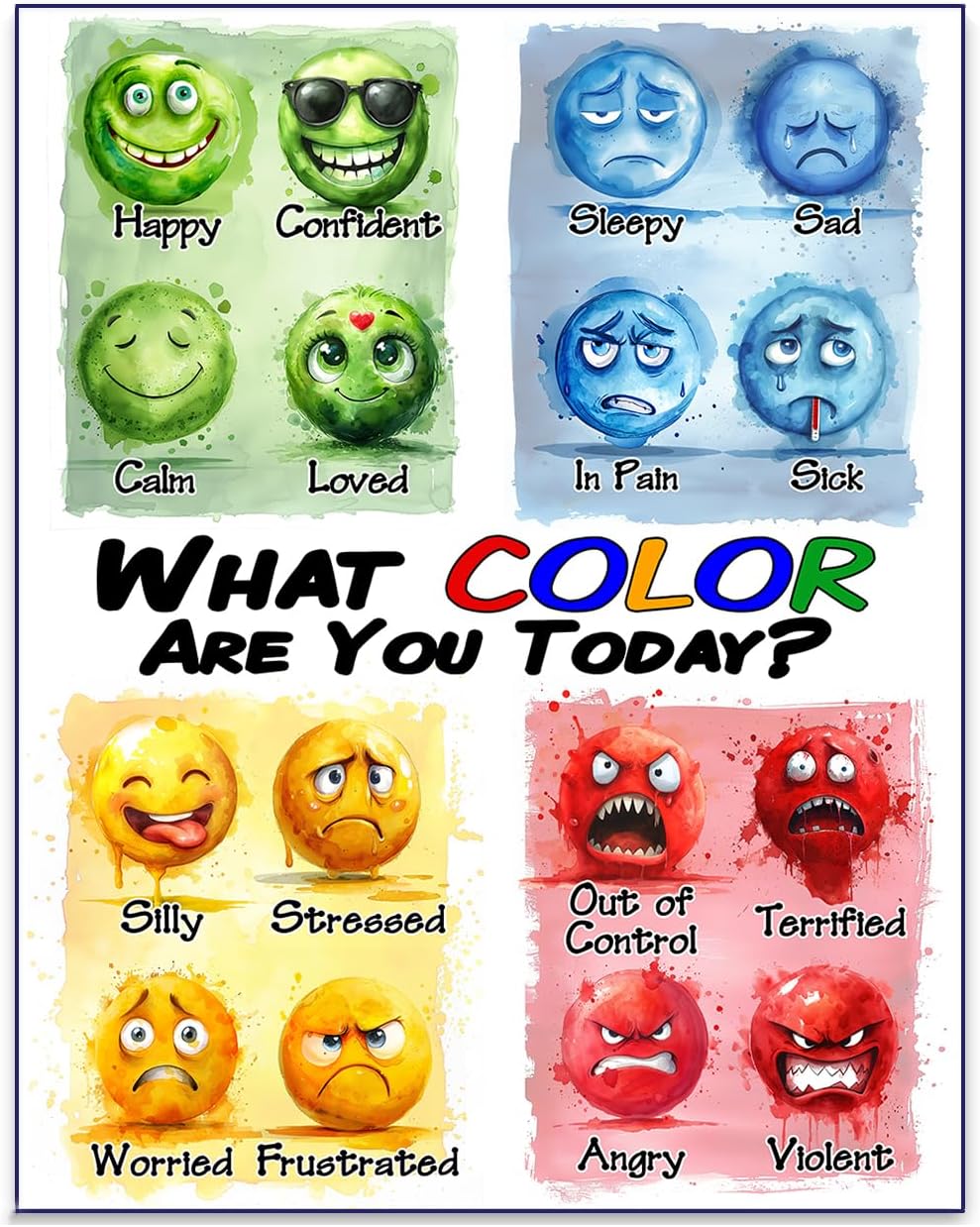 Amazon.com: Colorful Emotion Mood Tracker Chart-16x20 Unframed Poster ...