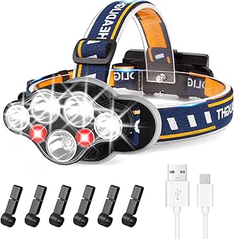 Rechargeable Headlamp, LED Headlamp Flashlight 18000 Lumen Modes With ...