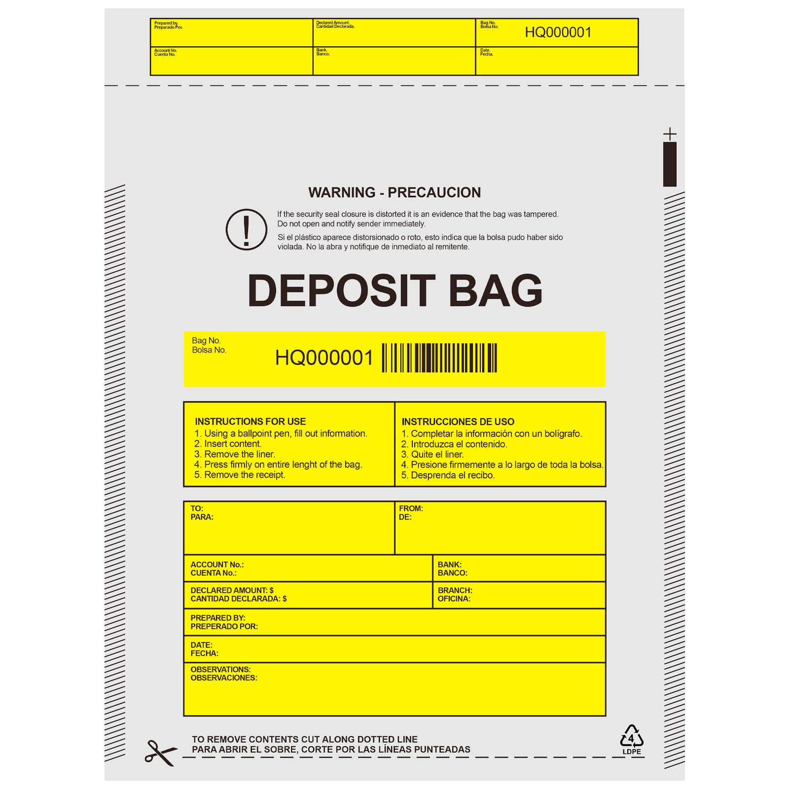 Amazon.com: Plastic Deposit Bags 100 Pack 9''x12'', Opaque Security ...