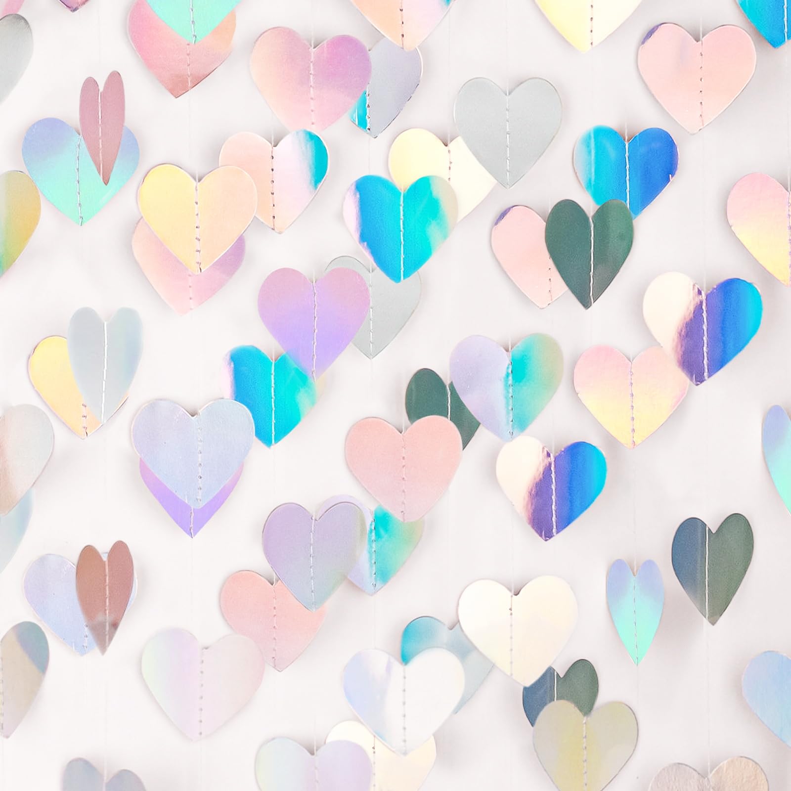 Amazon.com: Morofme 4pcs Love-Heart Garland Iridescent Disco ...