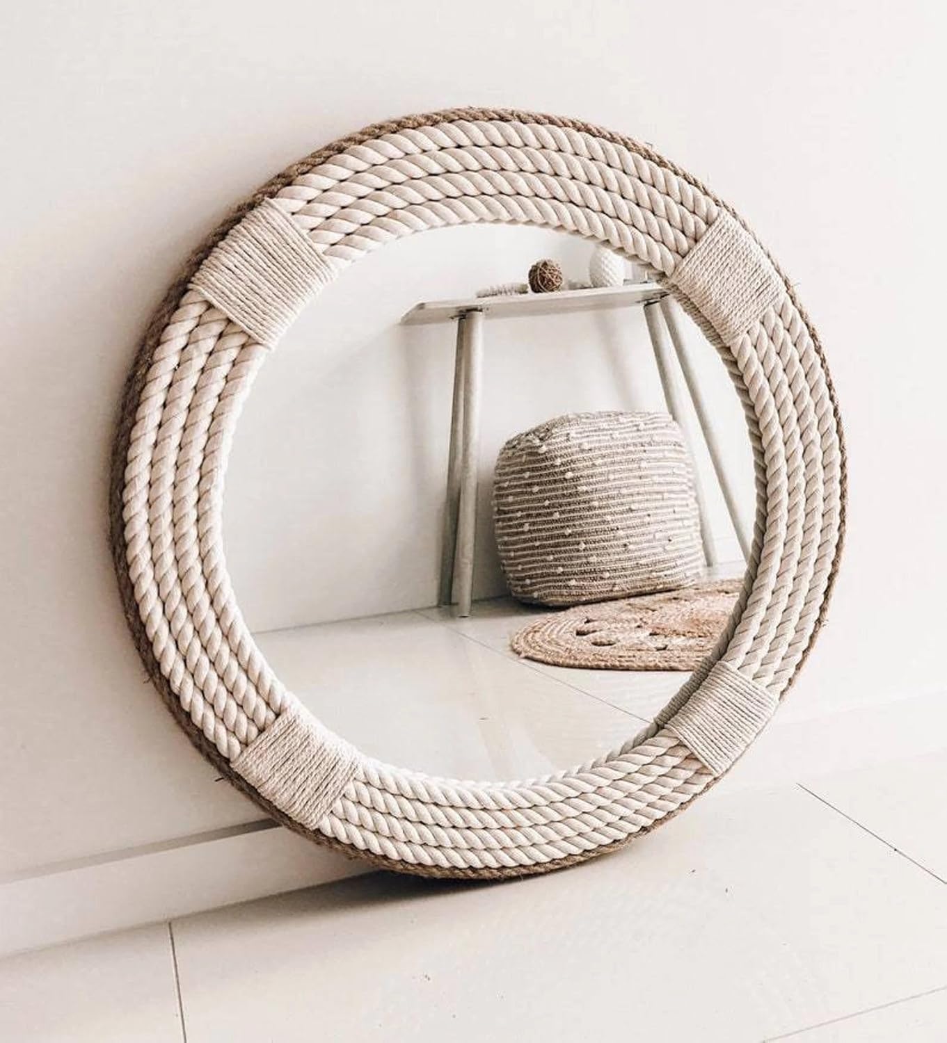 Amazon.com: Nautical Round Wall Mirror with Rope Jute - Coastal Mirrors ...