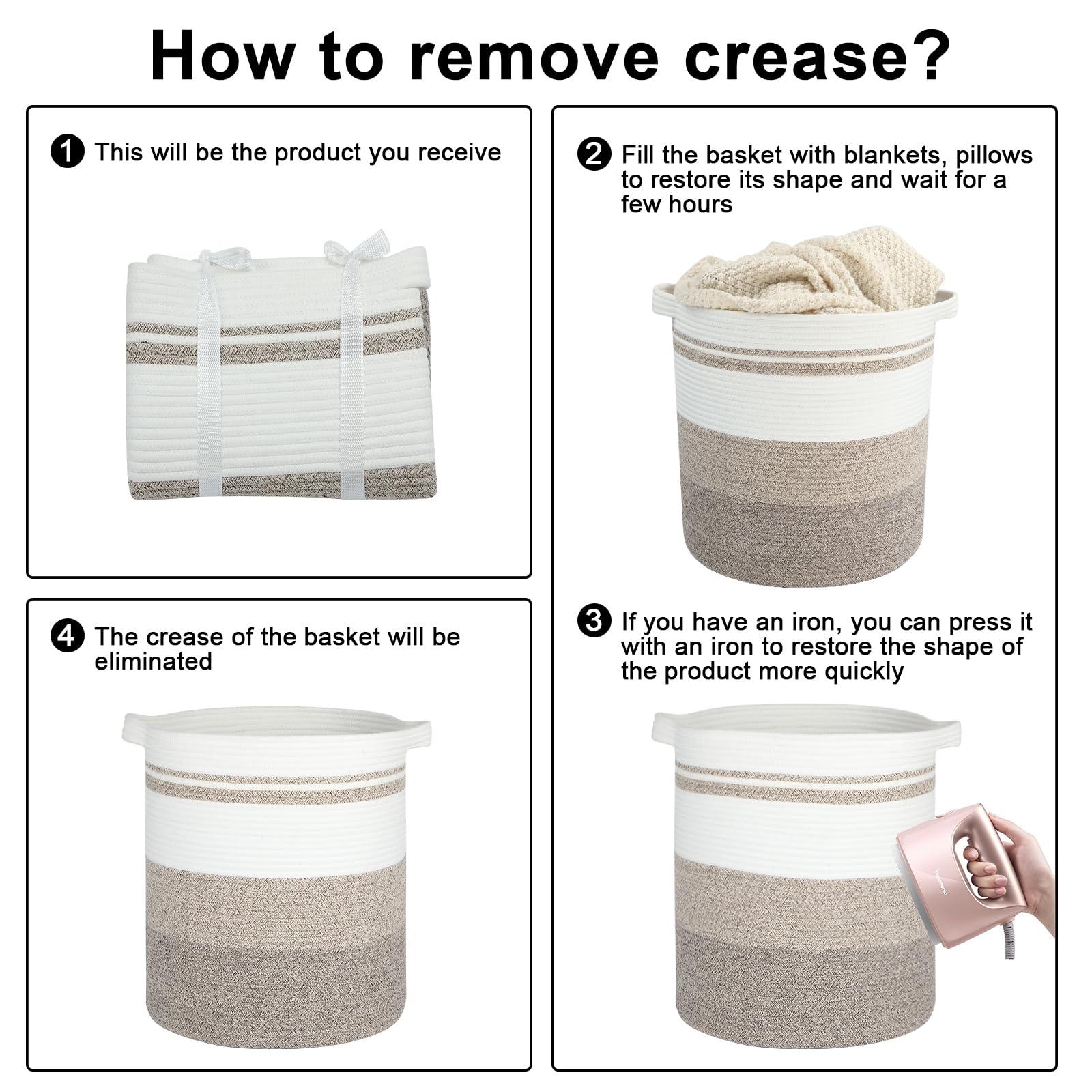 OIAHOMY 58L Laundry Baskets-Laundry Hamper, Storage Basket with Handles ...