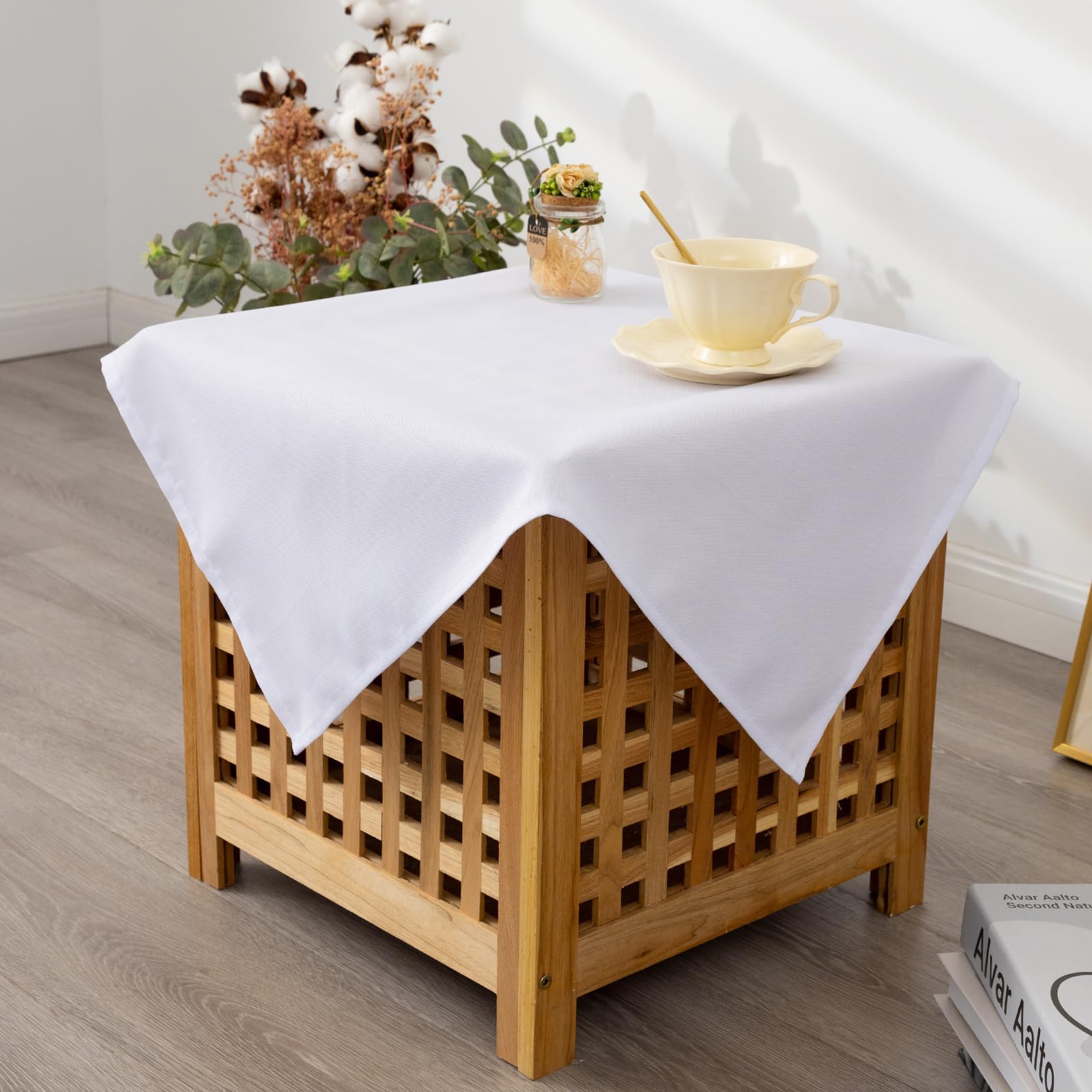 Amazon.com: QsyyHome Lattice Small Square Tablecloth Rustic Embroidery ...