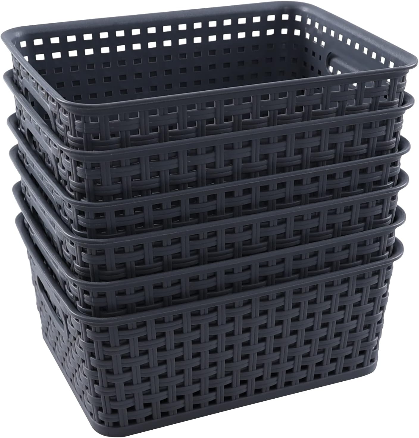 Amazon.com: Obstnny 6-Pack Weave Storage Basket, Plastic Pantry ...