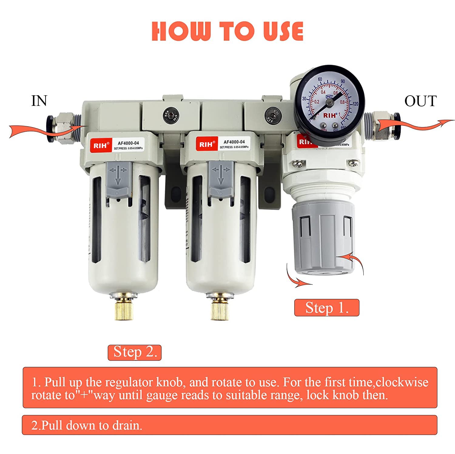 Snapklik.com : RIH Pneumatics DFR-04 1/2 NPT Compressed Air Double ...