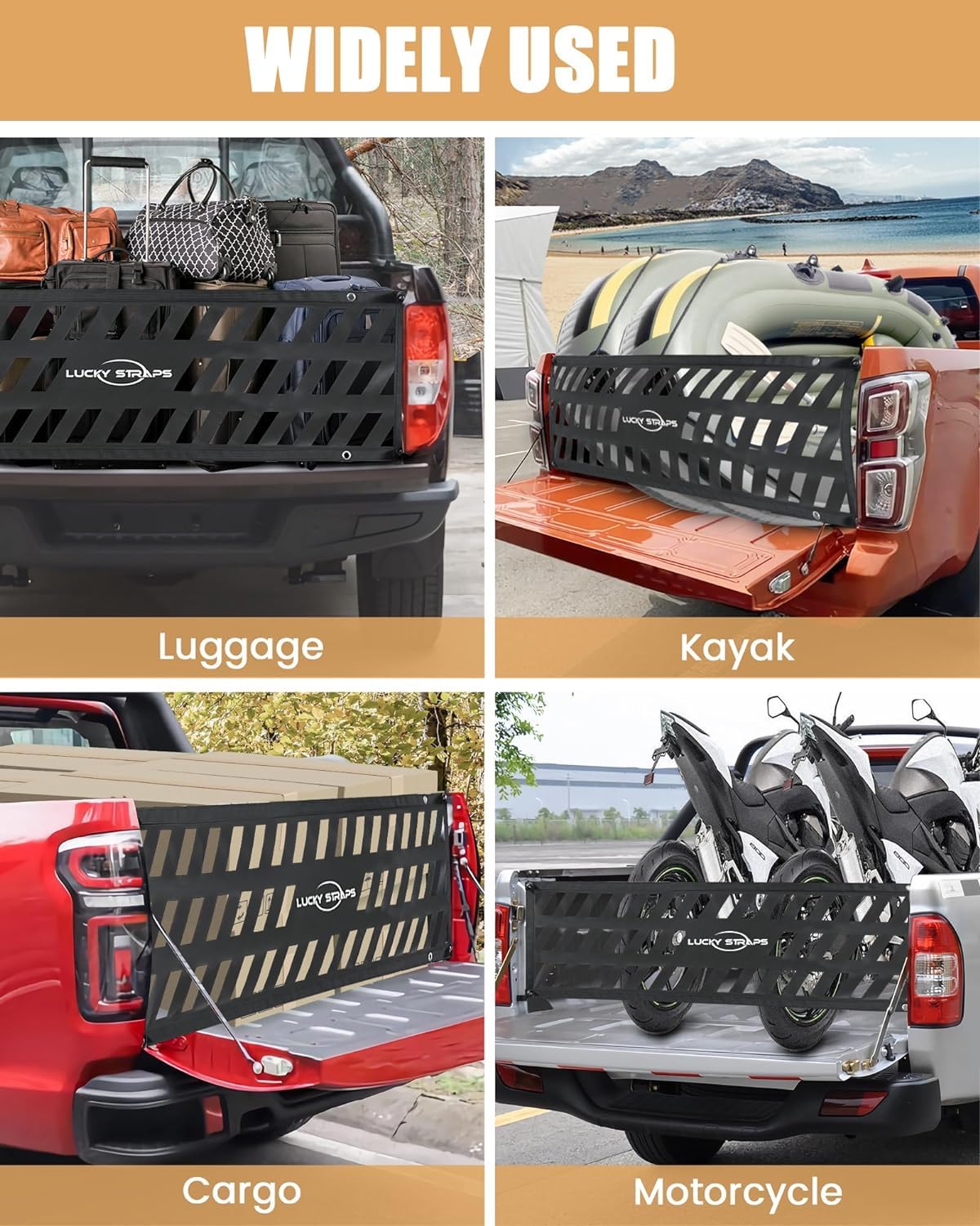 Luggage Straps LUCKY STRAPS Tailgate Net For Pickup Trucks - 50x15 Inch ...