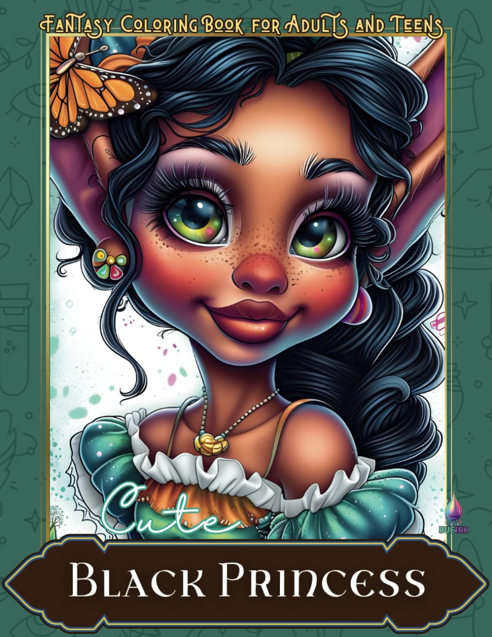 Cute Black Princess: A Fantasy Coloring Book for Adults and Teens with ...