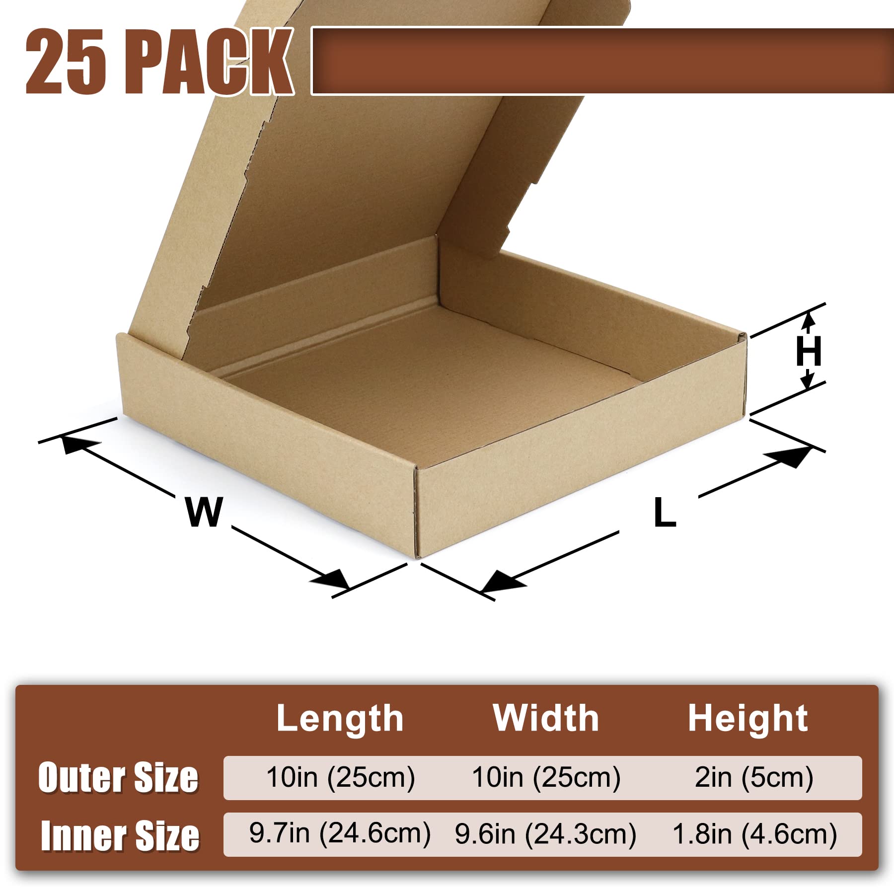 BJADE'S Shipping Boxes 10x10x2 Inches,25 Pack Medium Corrugated ...