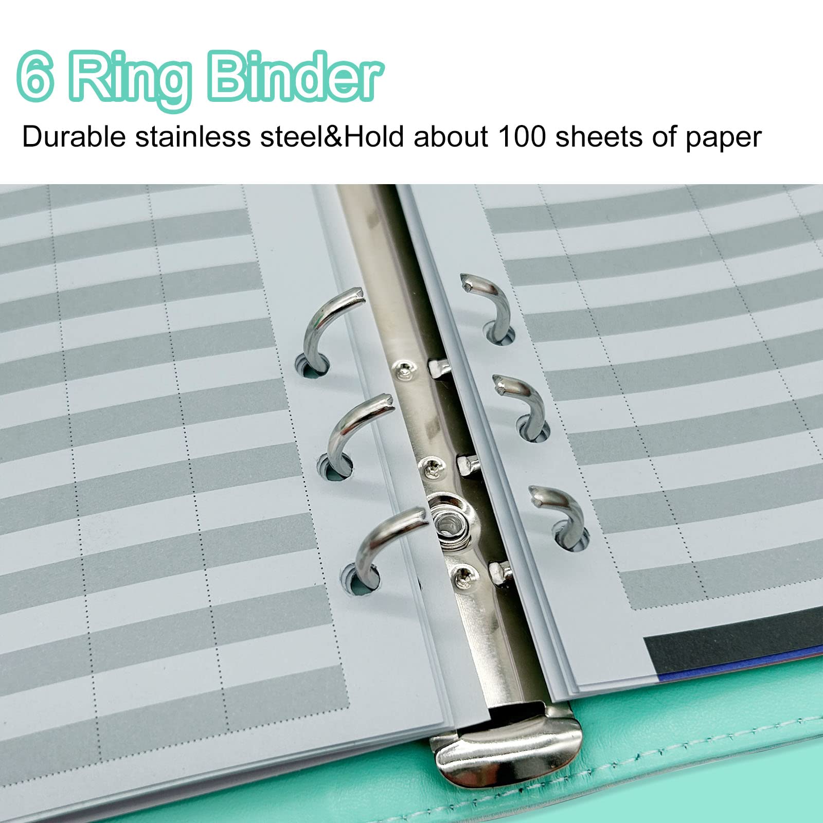 Snapklik.com : A5 Refillable 6 Ring Faux Leather Budget Binder,Mini ...