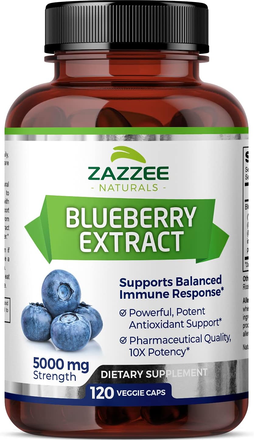 Amazon.com: Zazzee Whole Fruit Blueberry Extract, 5000 mg Strength, 120 ...