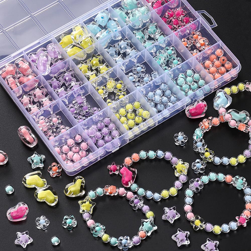 Amazon.com: 174Pcs/Box Cute Heart Acrylic Beads for Jewelry Making ...