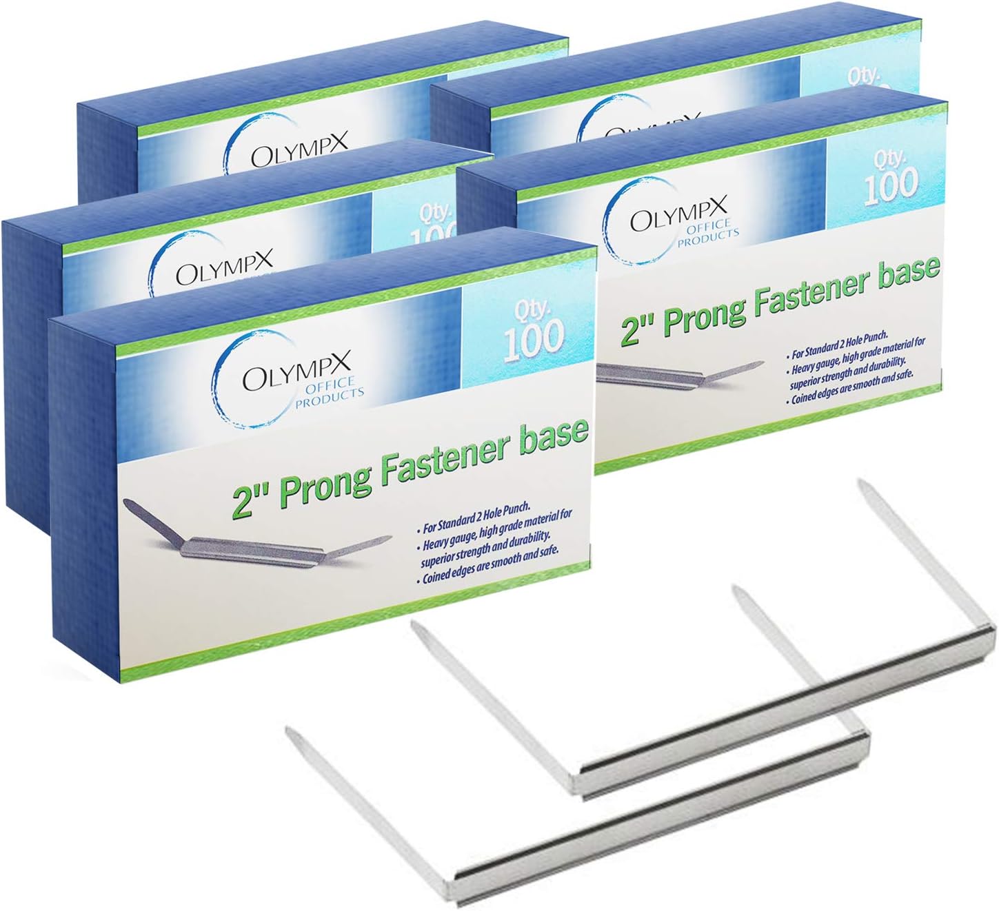 OLYMPX 500 Pcs of 2" Capacity Premium Metal Prong Paper Fastener Bases ...