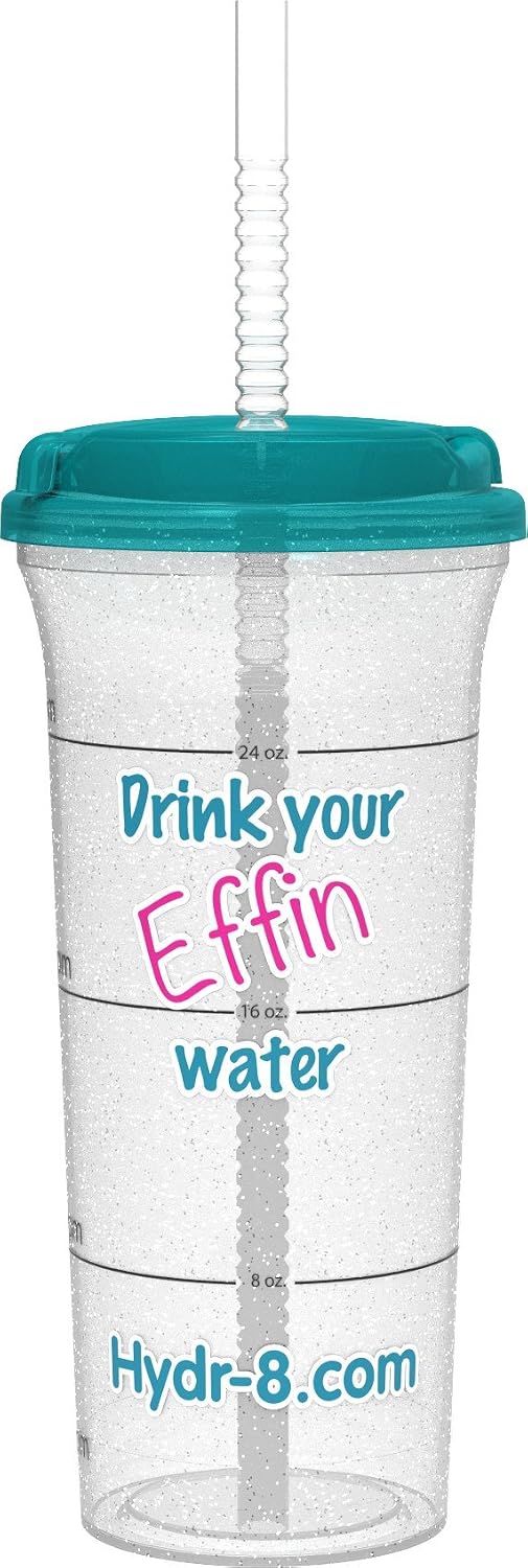 Botella de agua “Drink your Effin Water” Pink & Teal Hydr-8 de 32 oz ...