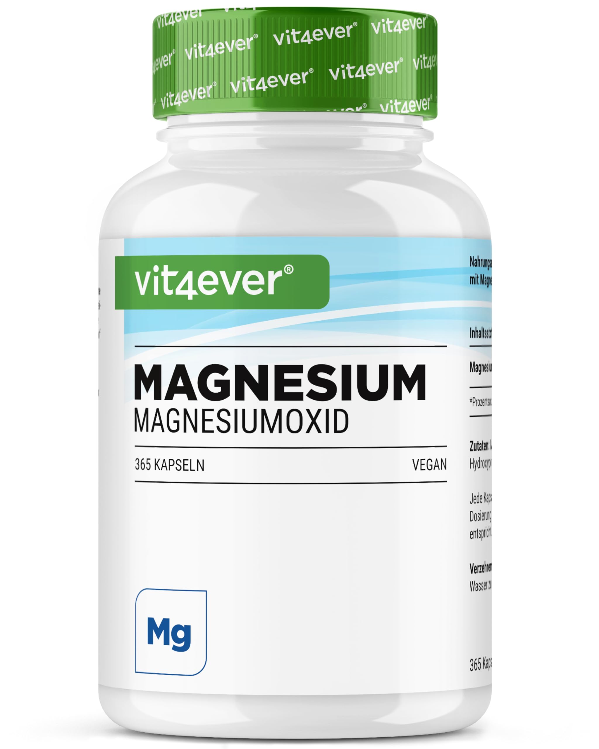 Magnesio - 365 cápsulas (12 meses) - 665 mg por cada, de los cuales 400 ...