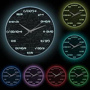 Amazon.com: Geek Alerts Math Formula Four 12inch Luminous Wall Clock ...