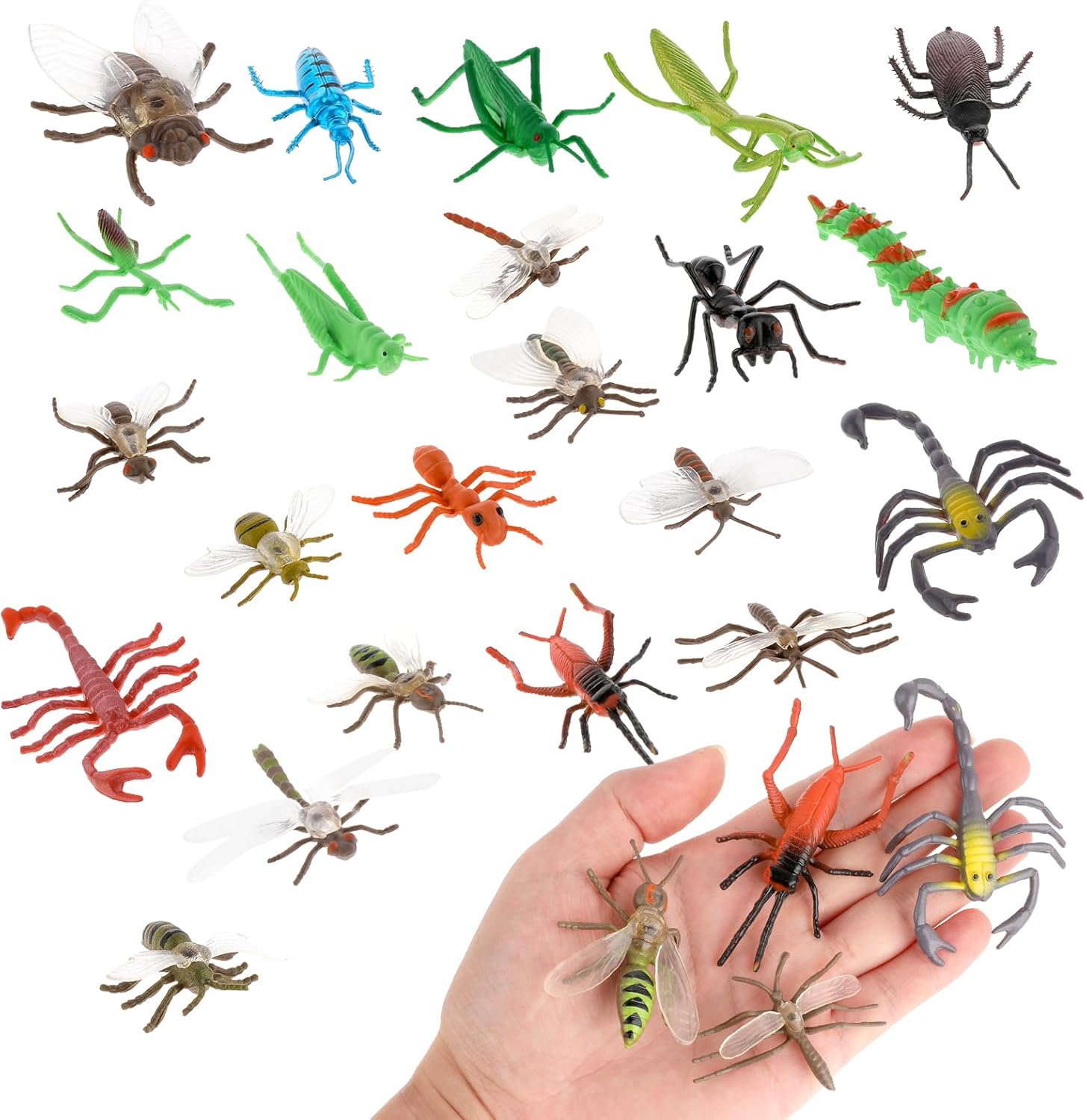 TIESOME 22Pcs Mini Insect Figures, Realistic Insects Playset Simulation ...