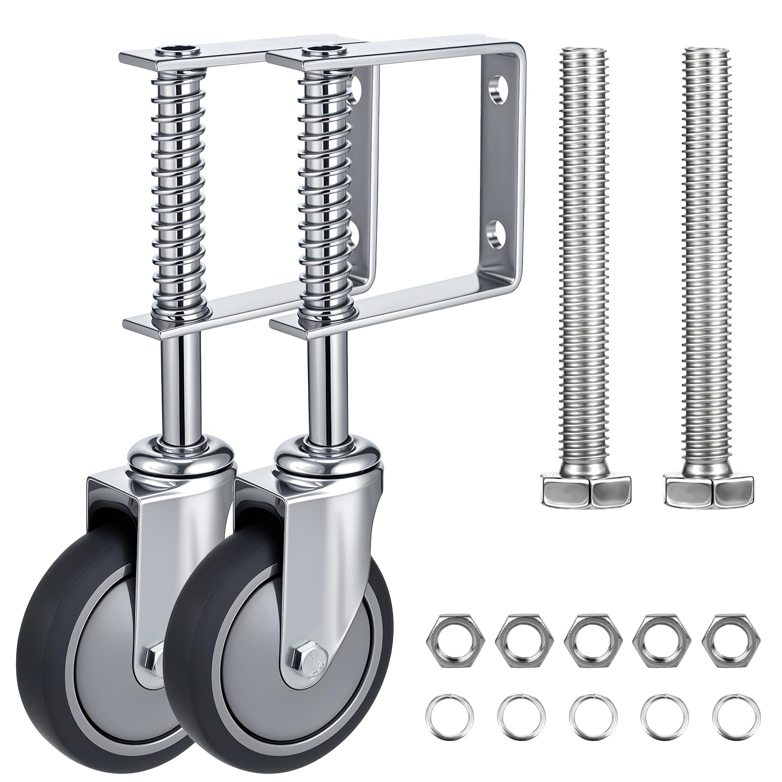 Snapklik.com : 2 Packs Heavy Duty Gate Wheel Spring-Loaded Gate Casters
