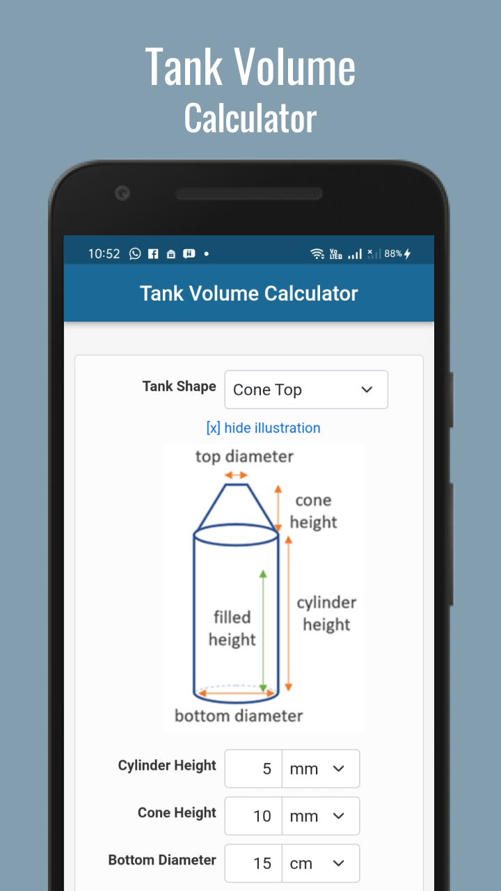 Tank Volume Calculator - App on Amazon Appstore
