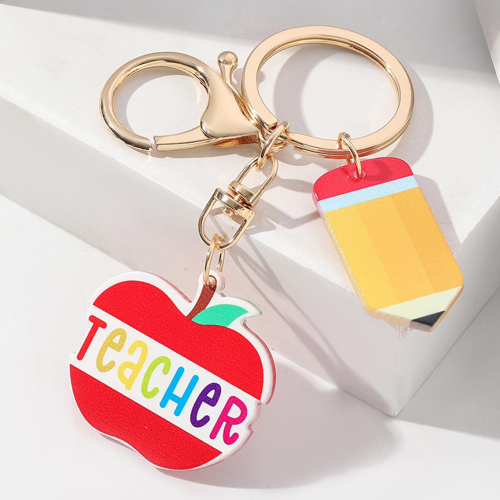 Snapklik.com : Teacher Keychains For Women Apple Letter Rainbow ...