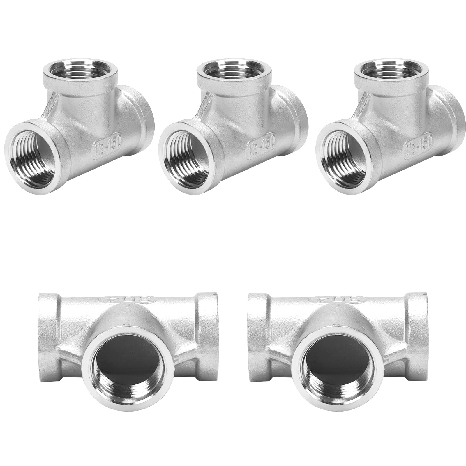 Amazon.com: DERPIPE Stainless Steel Tee Adapter - 1/2 Inch Female 3 Way ...